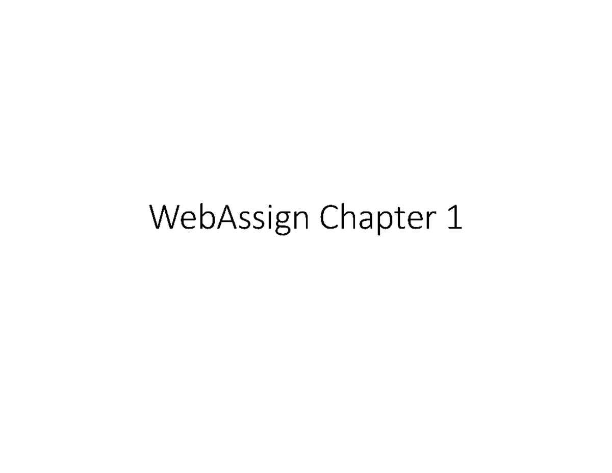 Web Assign Chapter 1 - CHEM 121 - WebAssign Chapter - Studocu