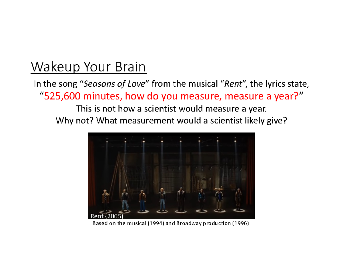Lecture 28 Laws of Thermo - Wakeup Your Brain In the song “Seasons of ...