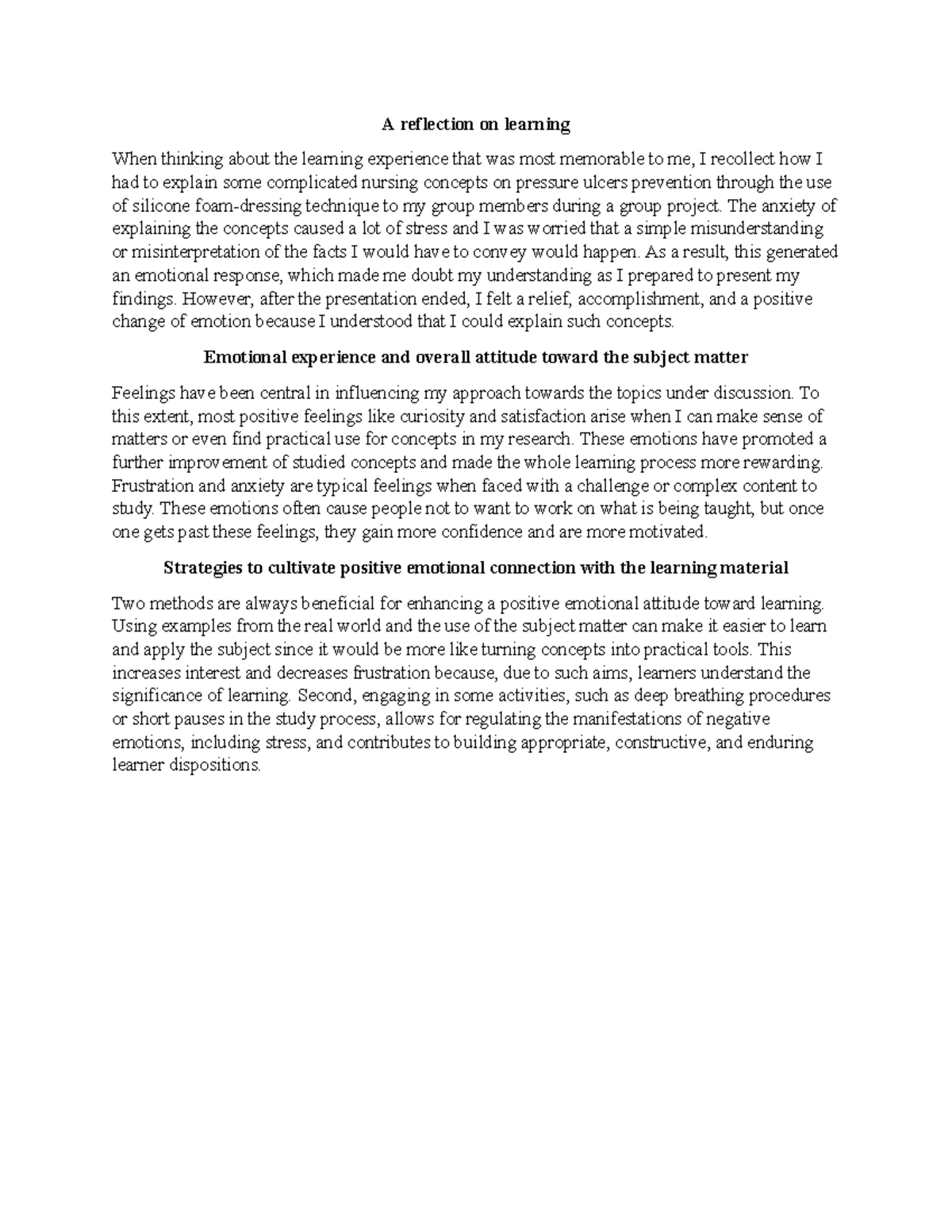 A reflection on Knowledge - A reflection on learning When thinking ...