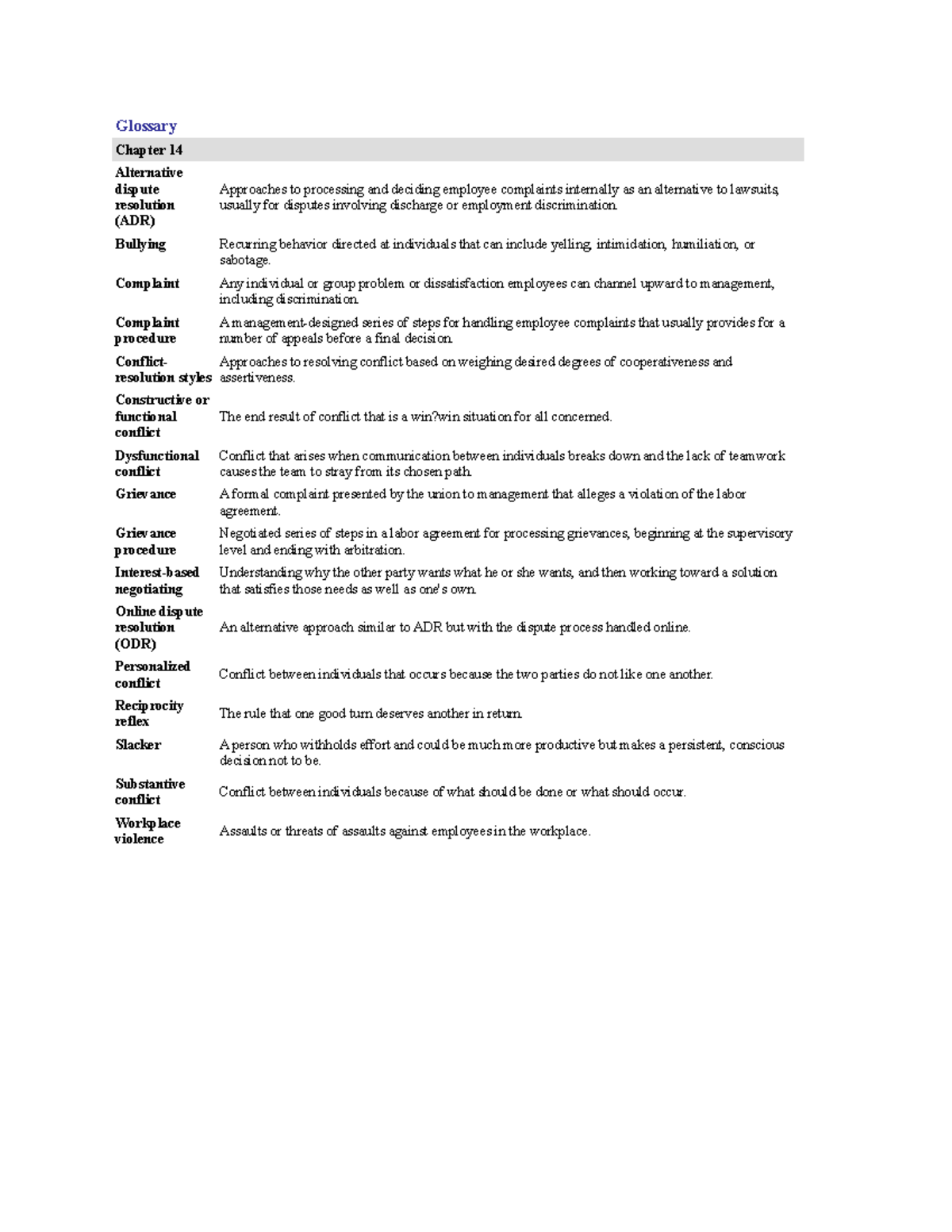 Chapter 14 Glossary - Supervision - Glossary Chapter 14 Alternative dispute resolution (ADR ...