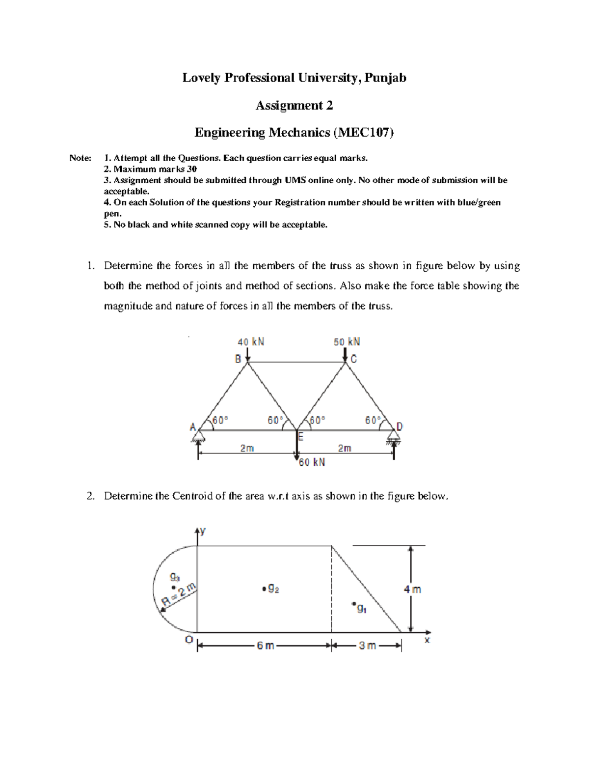 Mec ca2 Questions - MECHANICS - LPU - Studocu