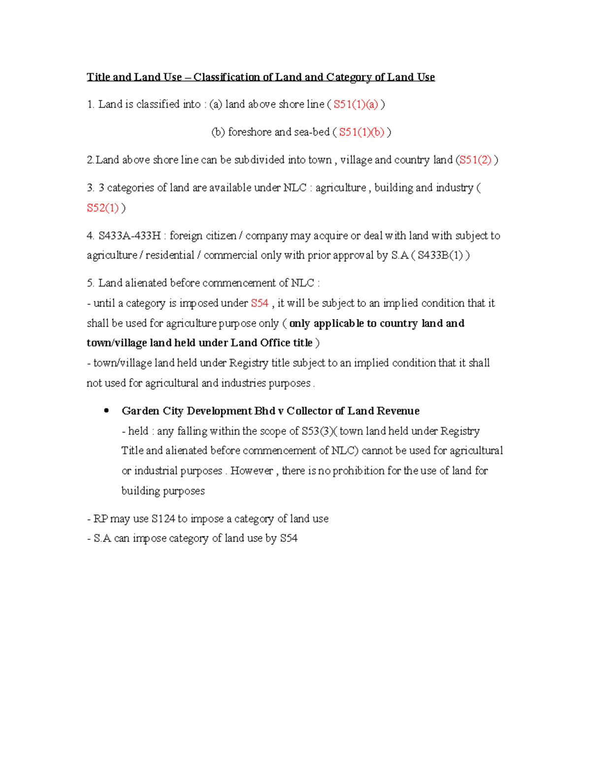 Title and Land Use 2 - Summary Land Law I - Title and Land Use ...