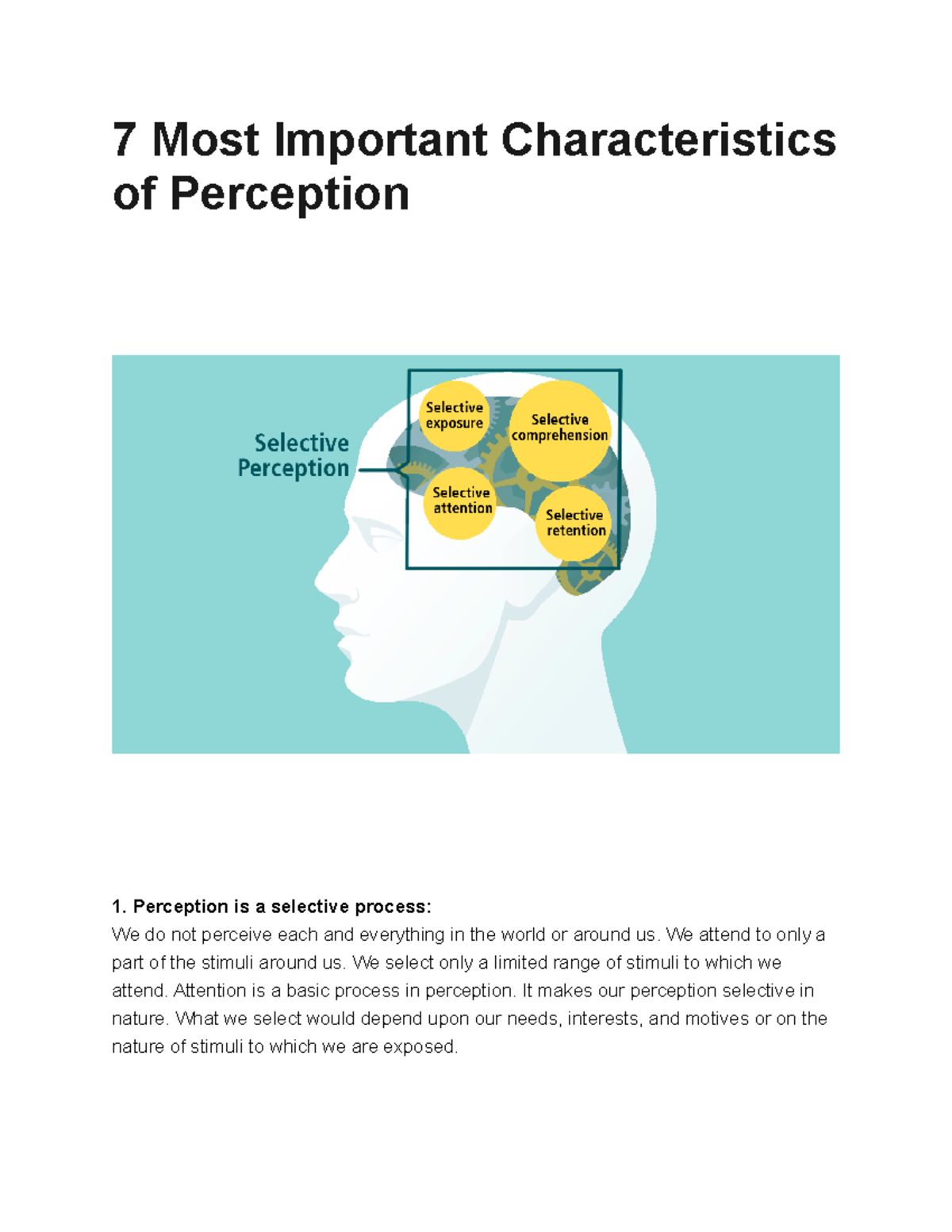 7 Characteristics of Perception - 7 Most Important Characteristics of ...