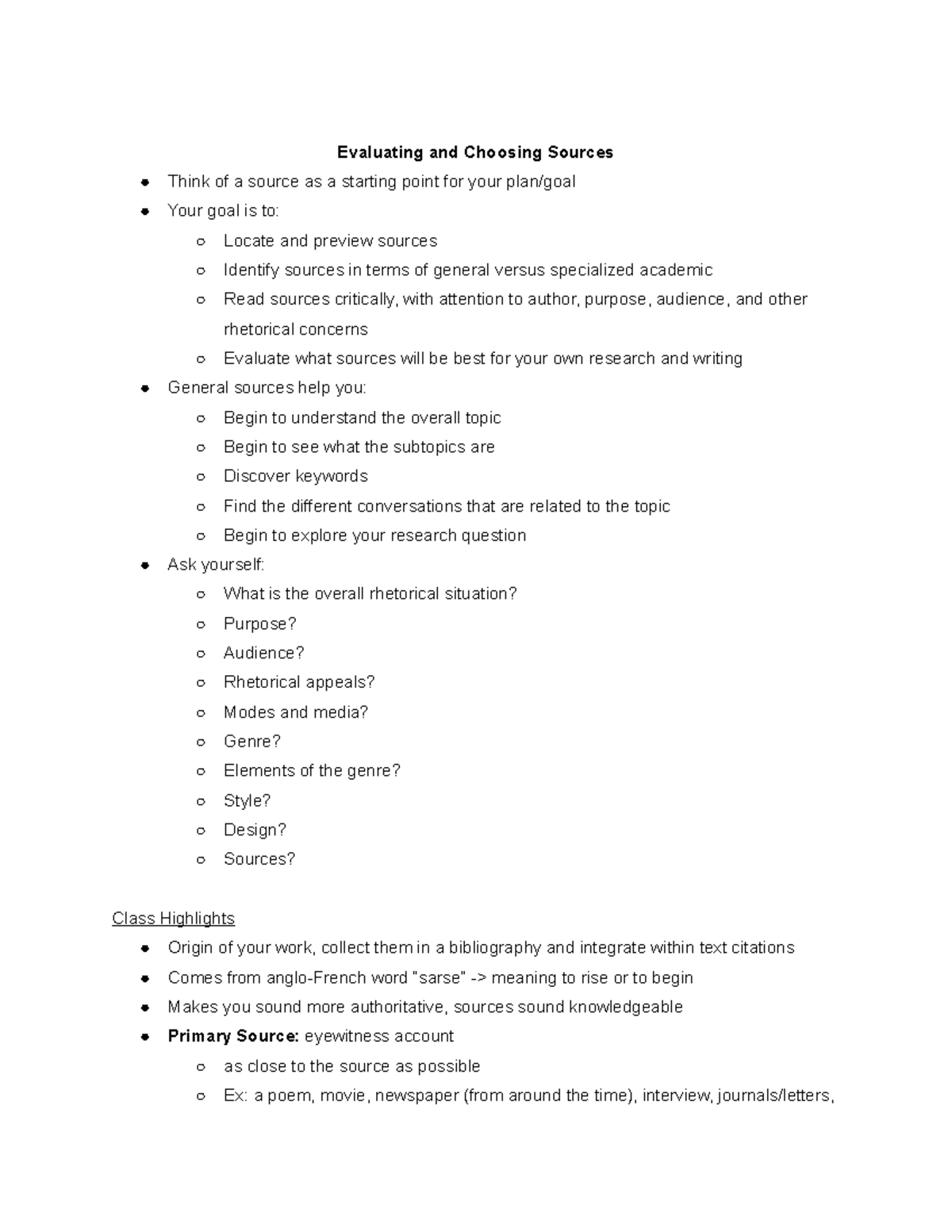 Evaluating and Choosing Sources - Studocu