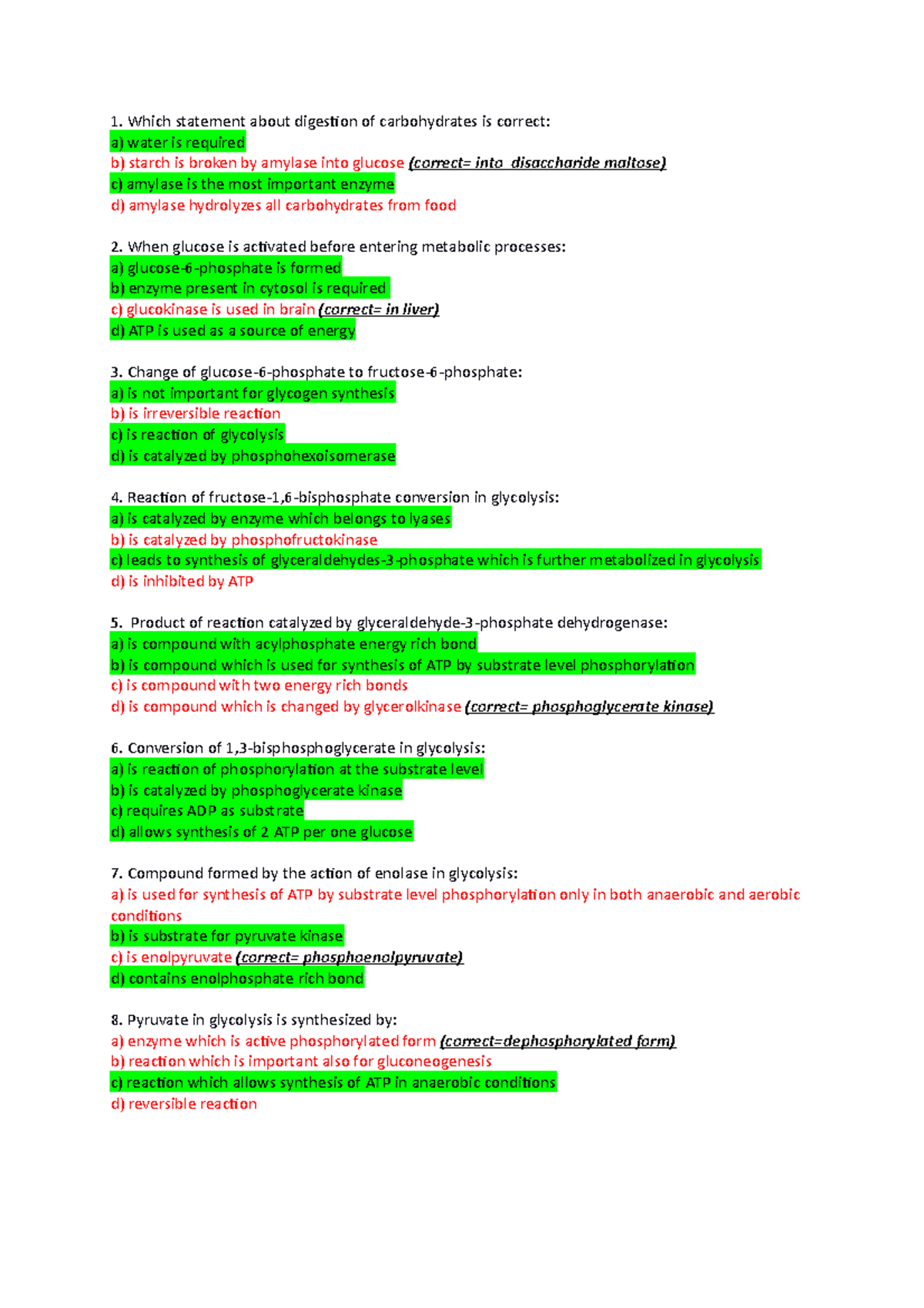 Practice questions final - Which statement about digestion of ...