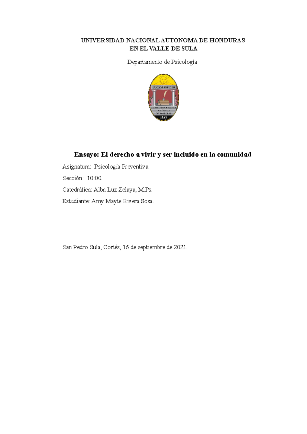 Amy Rivera Ensayo U1 - Derechos y consideraciones de las personas con ...