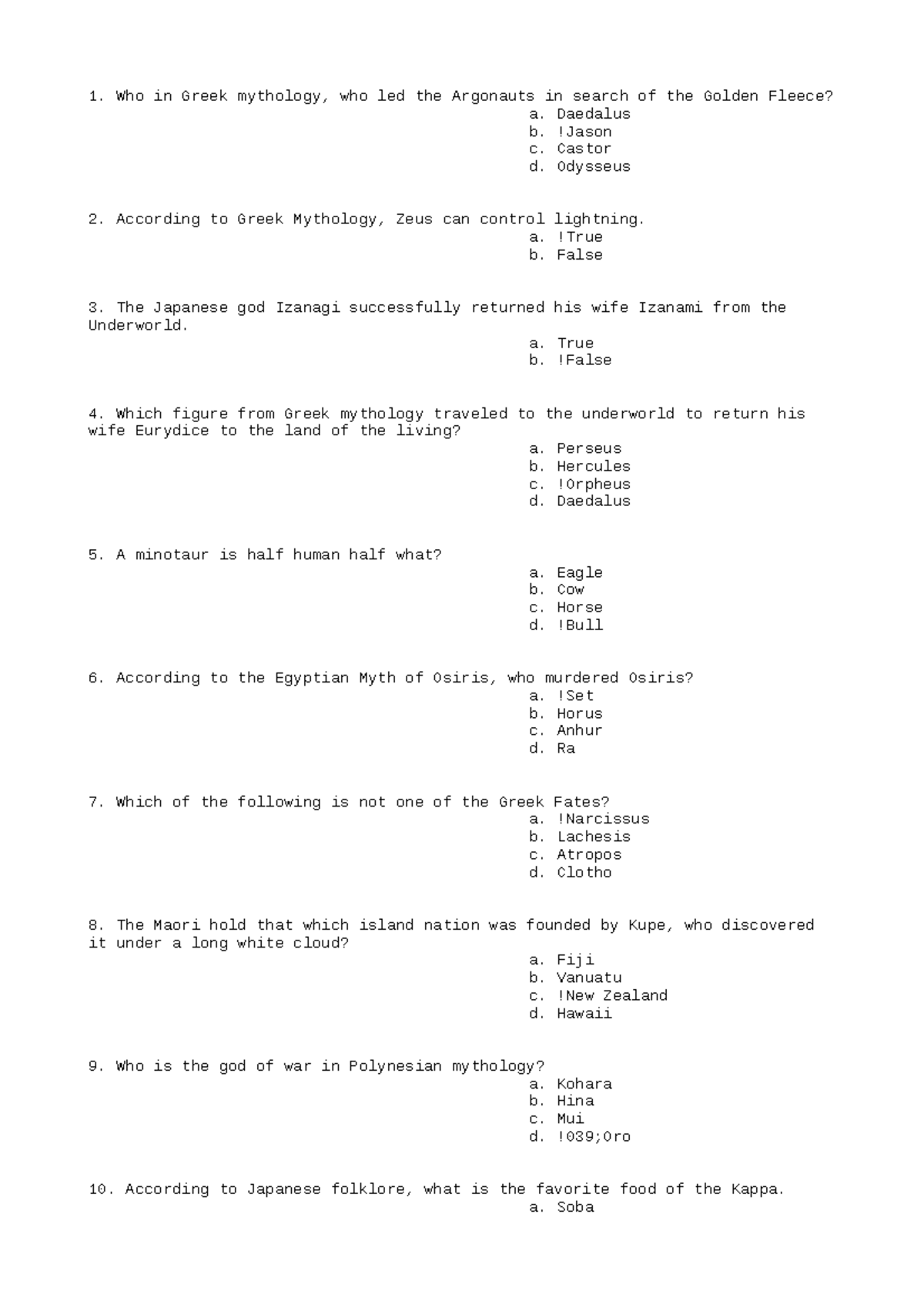 ENVI123 Test Prep 5 - prac material - Who in Greek mythology, who led ...