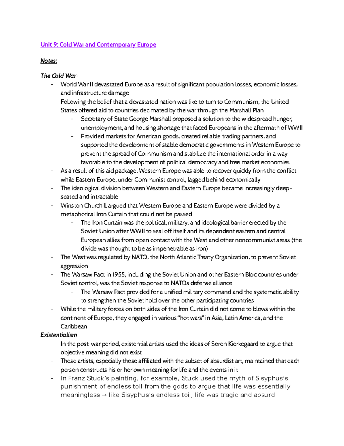 AP EURO UNIT 9 Notes - Studocu