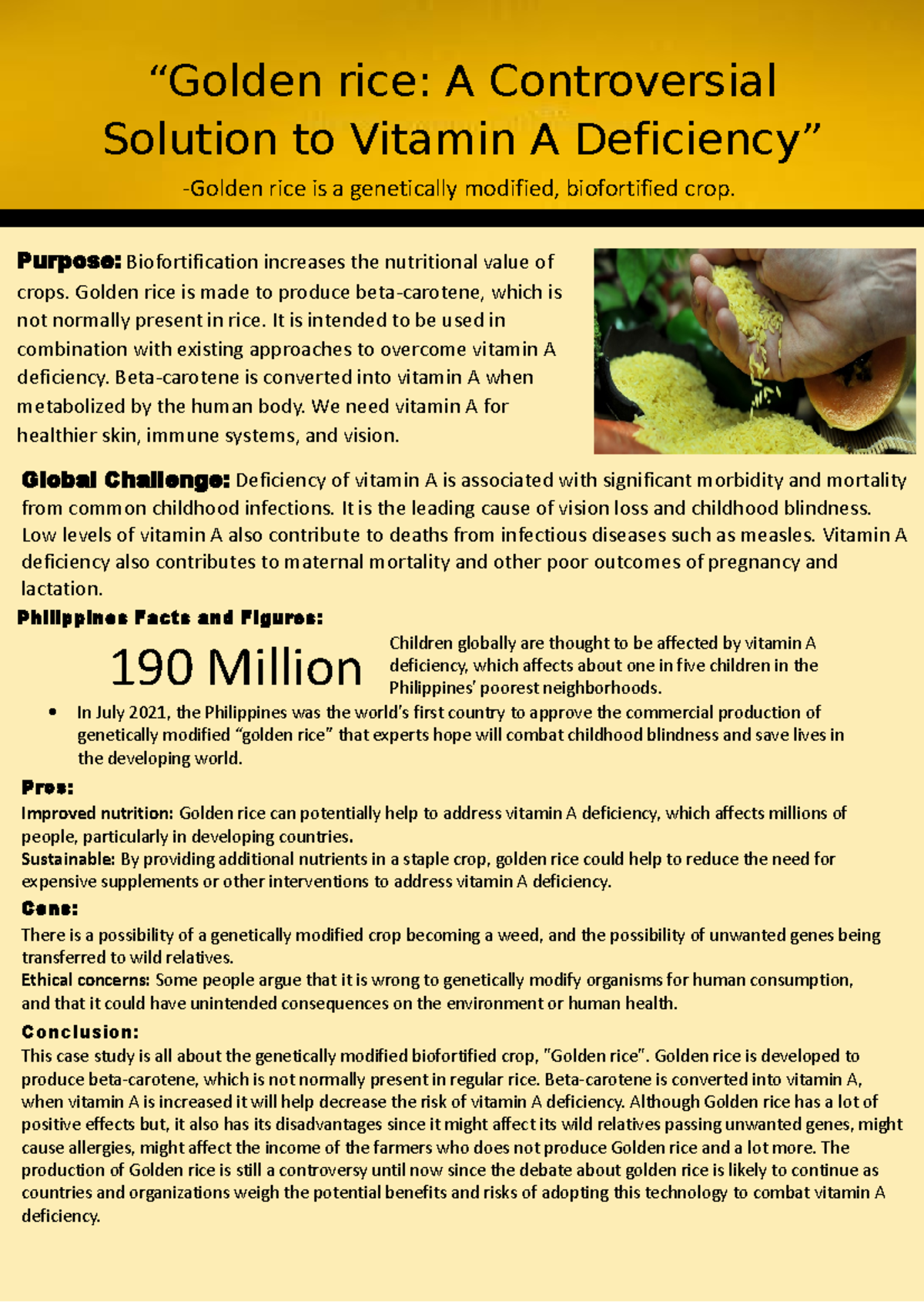 Golden-rice2 - GMO (Genetically Modified Organism) - “Golden rice: A ...