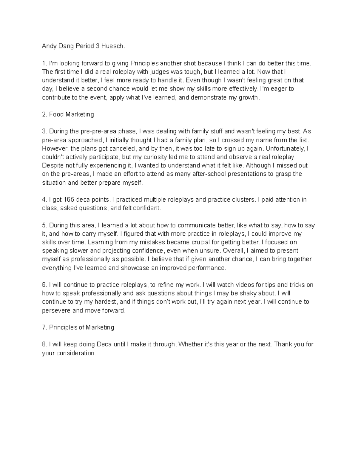 Andy's Principles Event Application - Andy Dang Period 3 Huesch. I'm ...