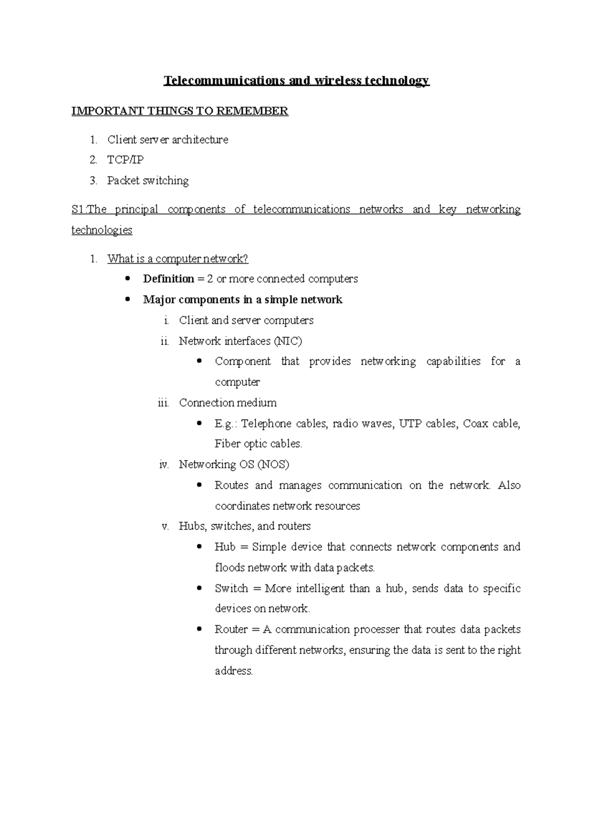 Week 8 - Telecommunications and wireless technology ...