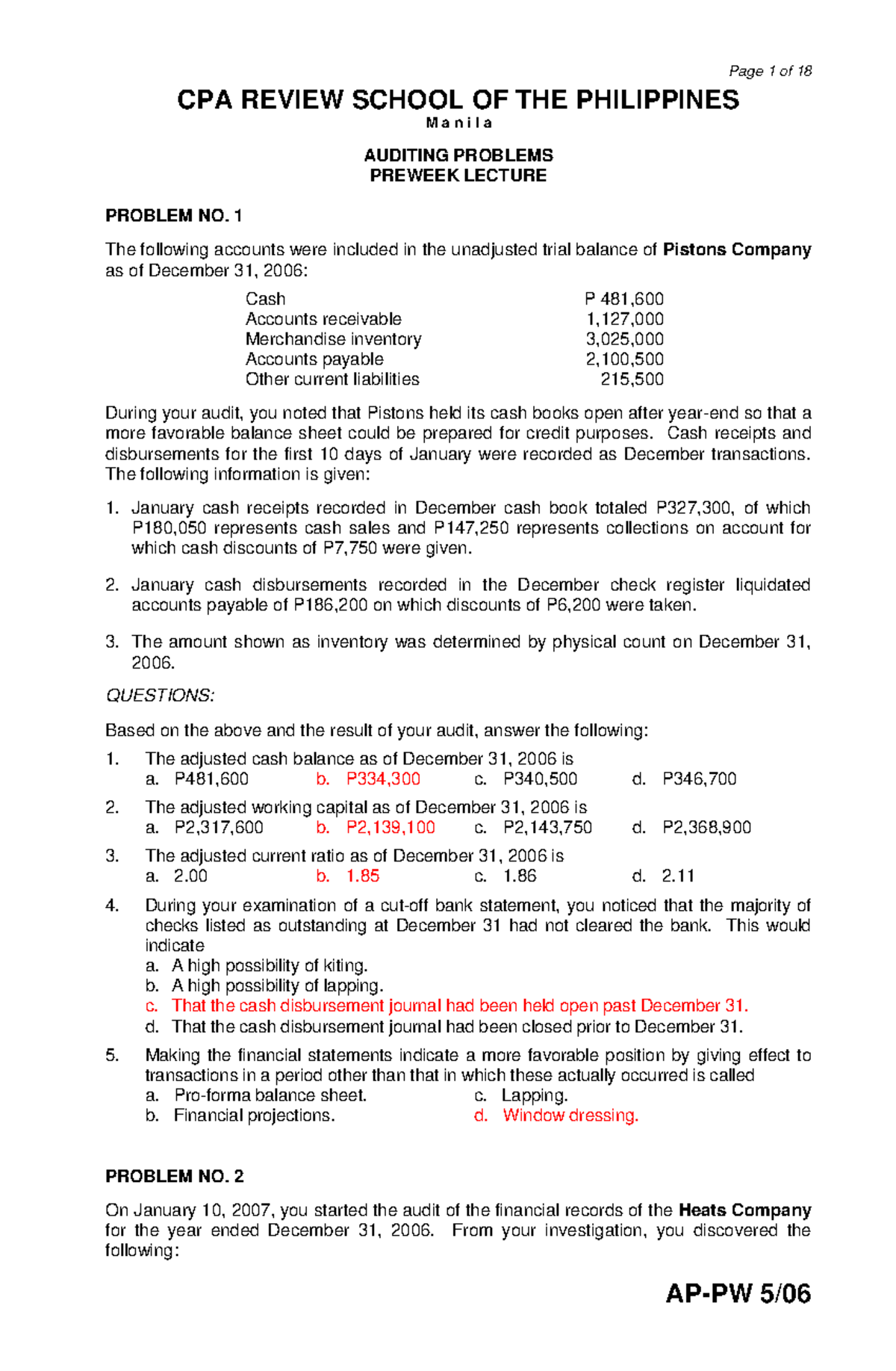 CPA Review School OF THE Philippines CPA REVIEW SCHOOL OF THE
