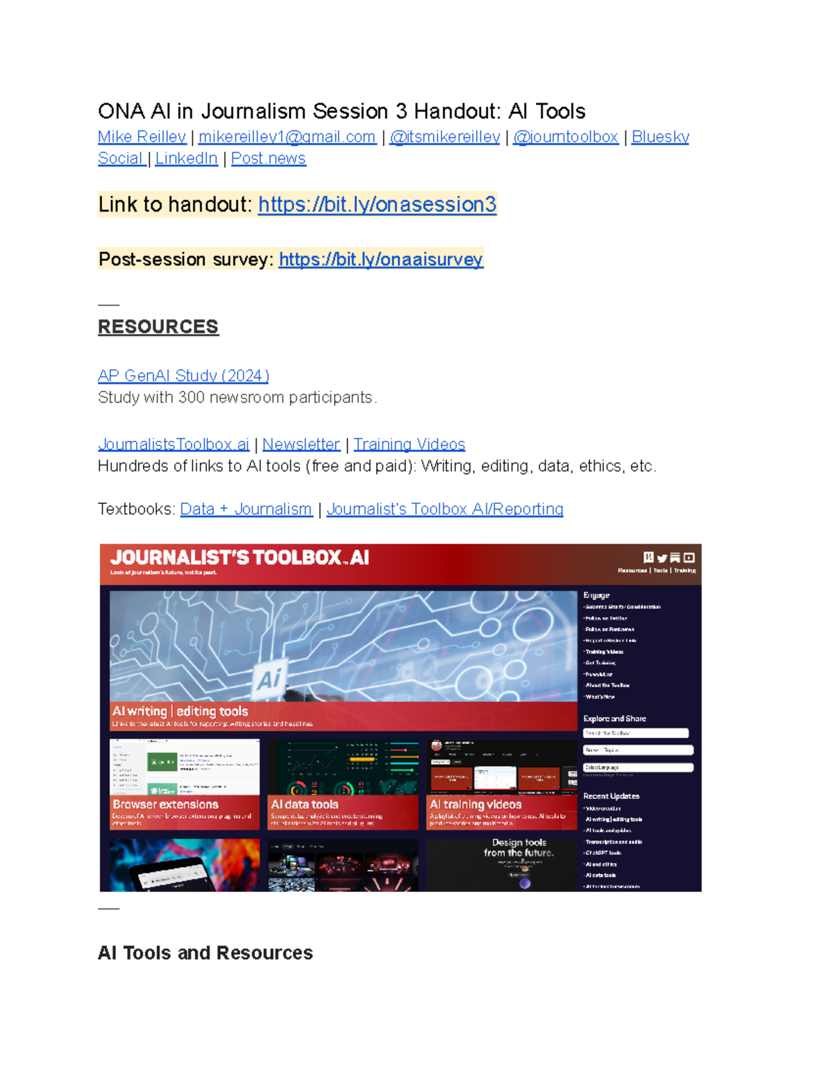 AI Training Handout 2024 Session 3 - ONA AI in Journalism Session 3 ...