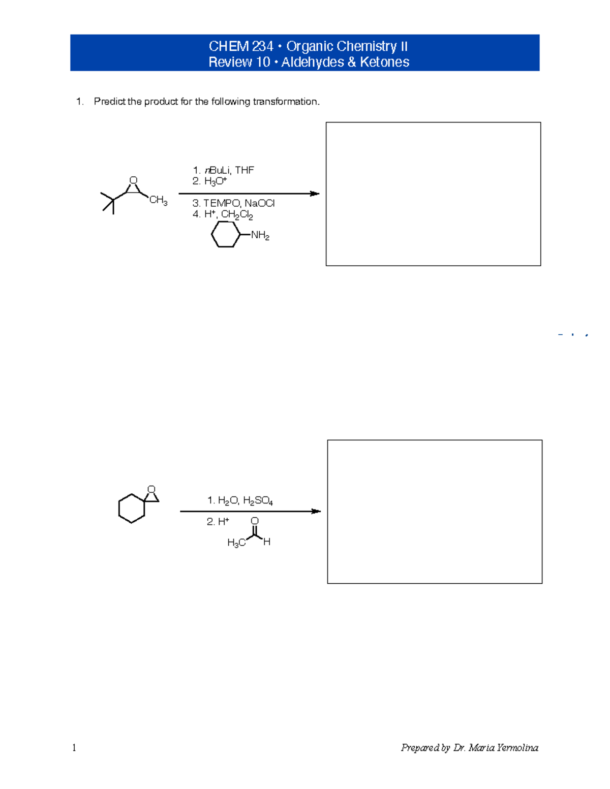 CHEM 234 R10 Aldehydes and Ketones - CHEM 234 • Organic Chemistry II ...