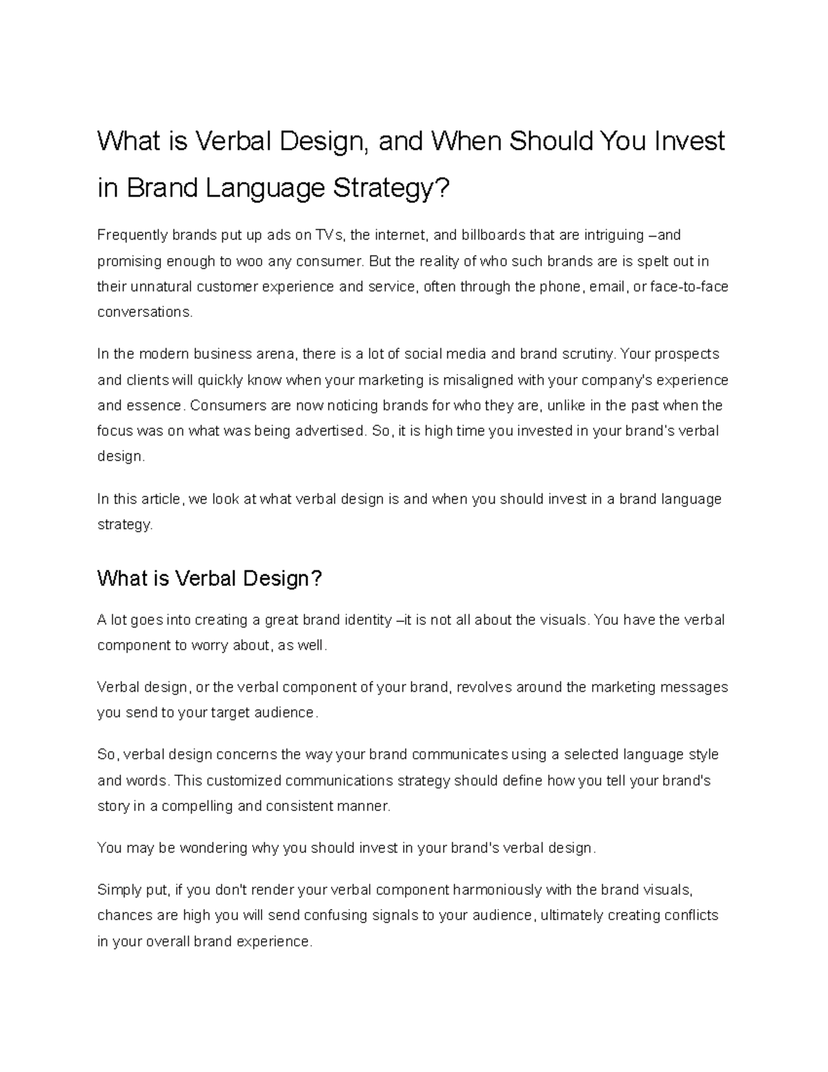 What is Verbal Design and When Should You Invest in Brand Language ...