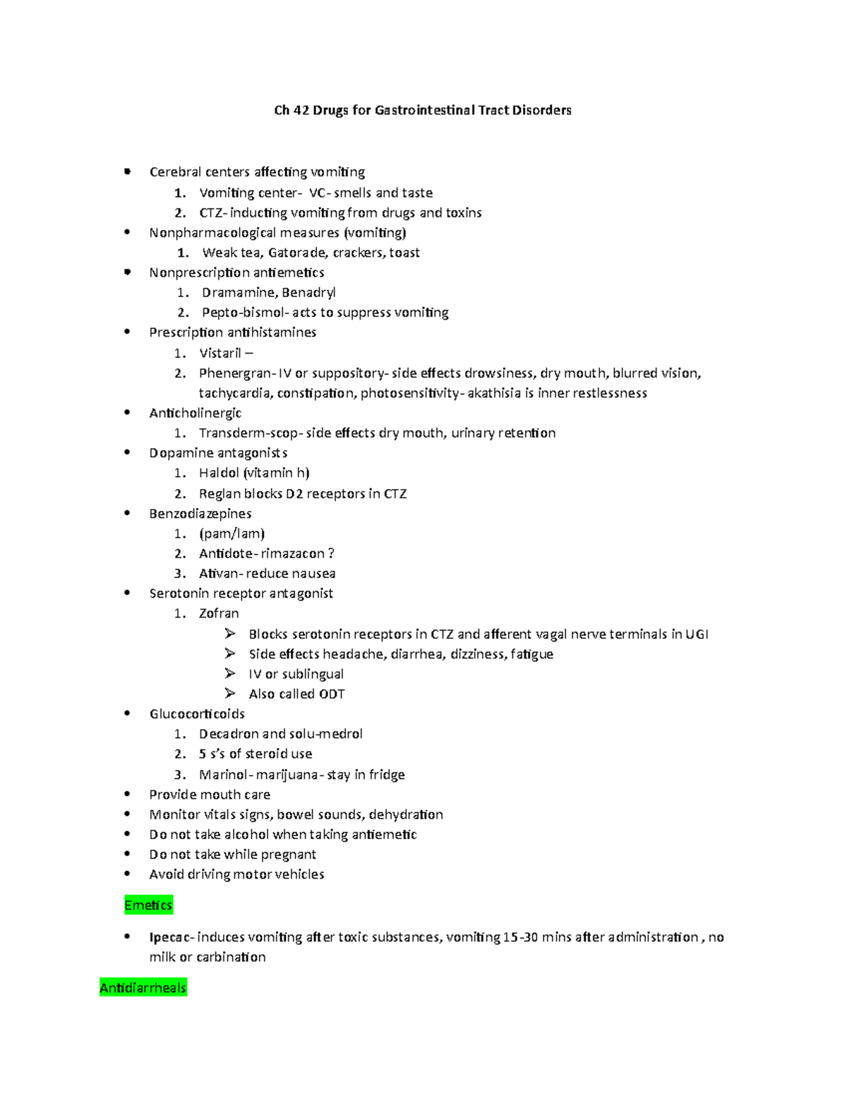 Exam 6CH42 - CH 42 exam 6 - Ch 42 Drugs for Gastrointestinal Tract ...