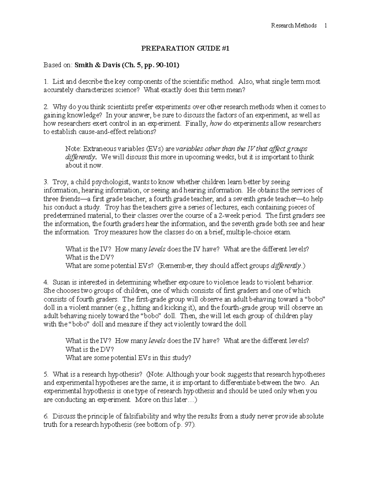 Prep Guide #1 (Ch. 5, pp. 90-101)-1 - Research Methods PREPARATION ...