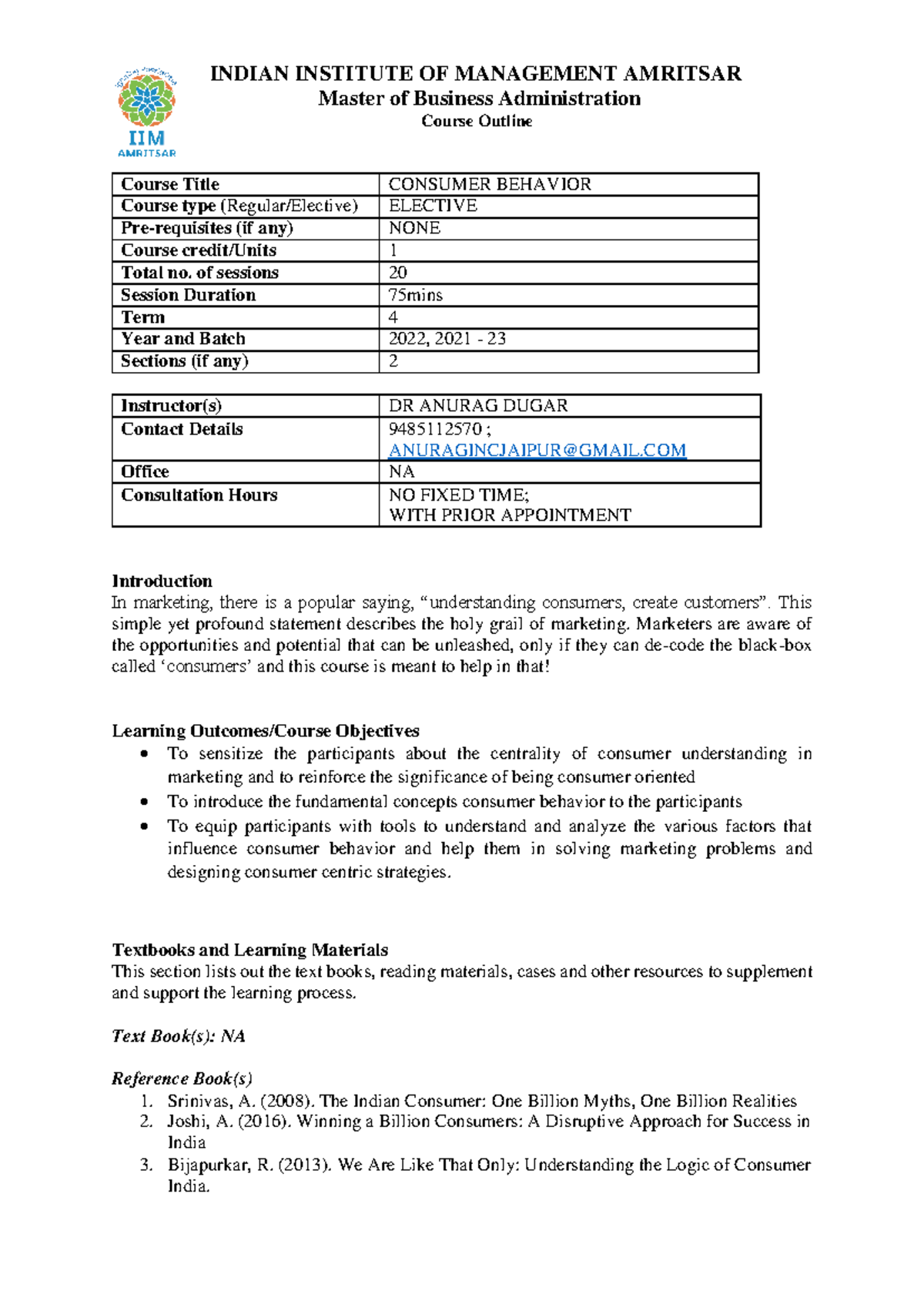 CB Course Outline - Retail ManagementRetail ManagementRetail ...