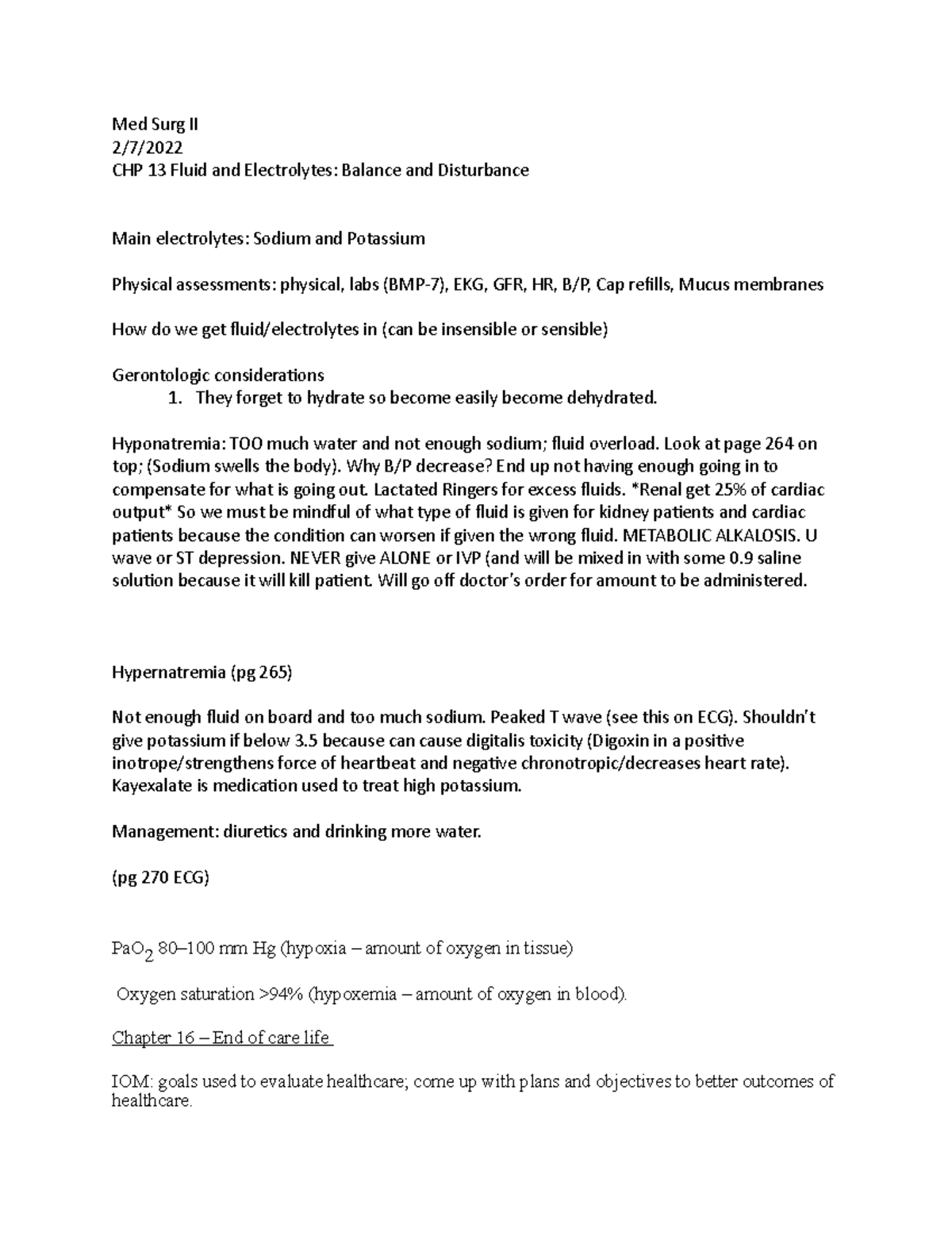 Med Surg II Notes Medical Surgical Notes - Med Surg II 2/7/ CHP 13 ...