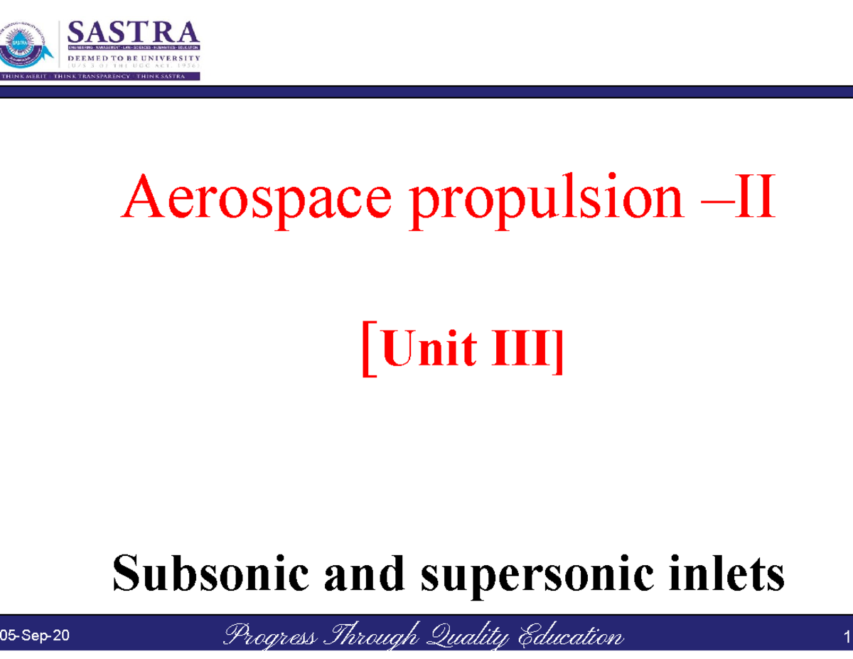 Subsonic Inlets - Aerospace propulsion [Unit III] [Unit III] Subsonic ...