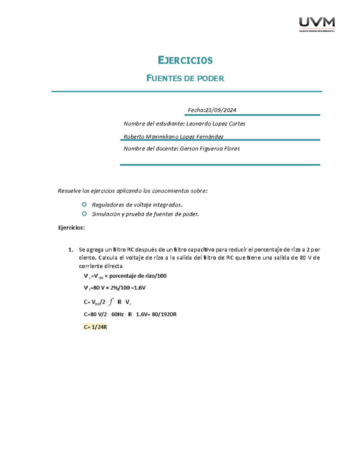 A.4 LLC y RMLF - to bien - EJERCICIOS FUENTES DE PODER Fecha: 23 / 09 ...