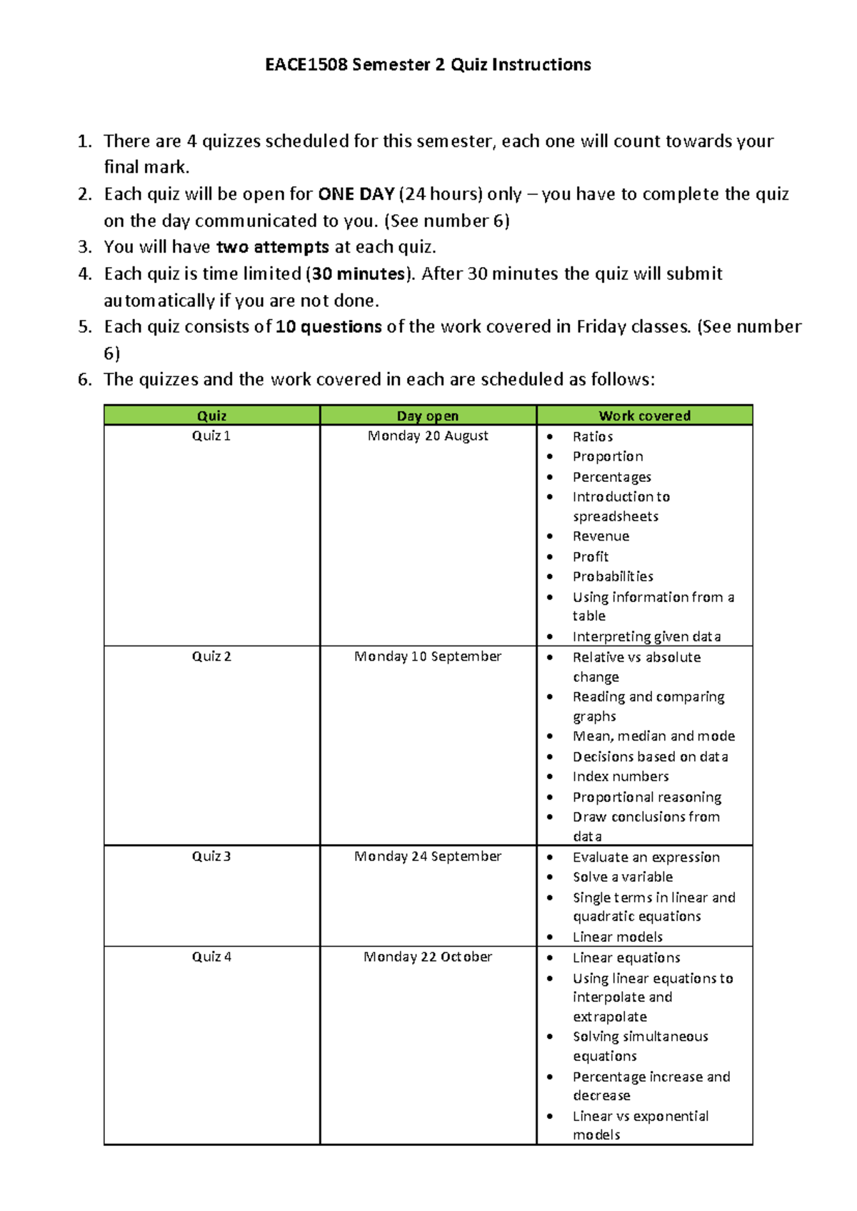 EACE1508 Semester 2 Quiz Instructions - EACE1508 Semester 2 Quiz ...