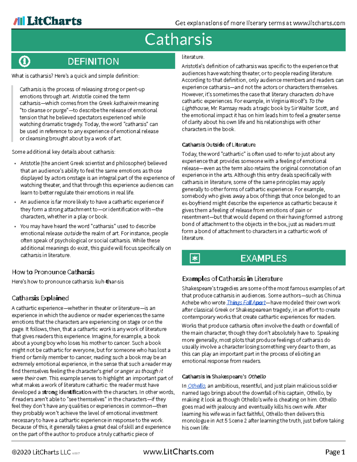 Lit Charts-Catharsis - Litchart notes - Catharsis What is catharsis ...