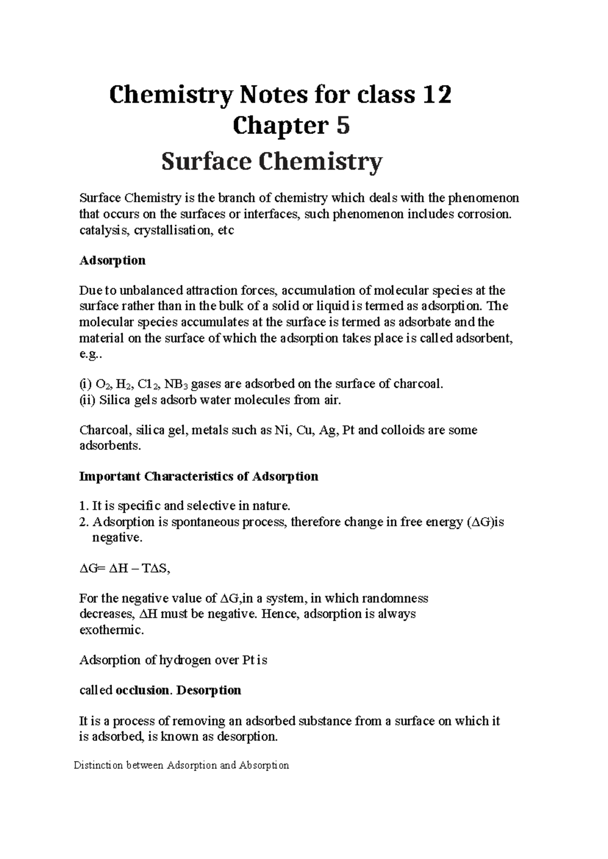 Chemistry Notes for class 12 - Surface chemistry - Chemistry Notes for ...