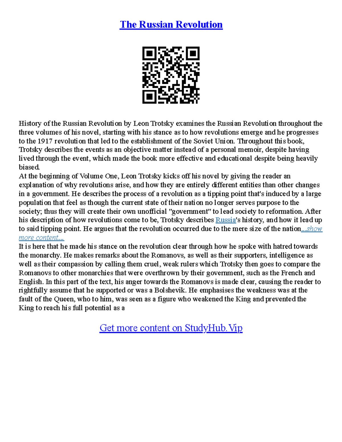 Russian Revolution Essay - The Russian Revolution History of the ...