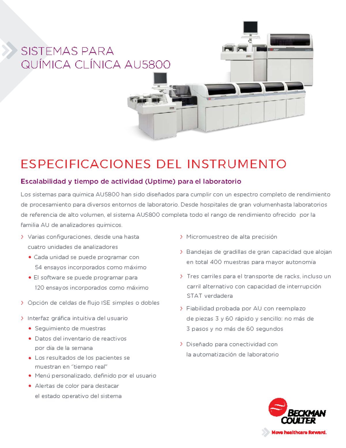 Catalogo de AU5800 - ESPECIFICACIONES DEL INSTRUMENTO SISTEMAS PARA ...