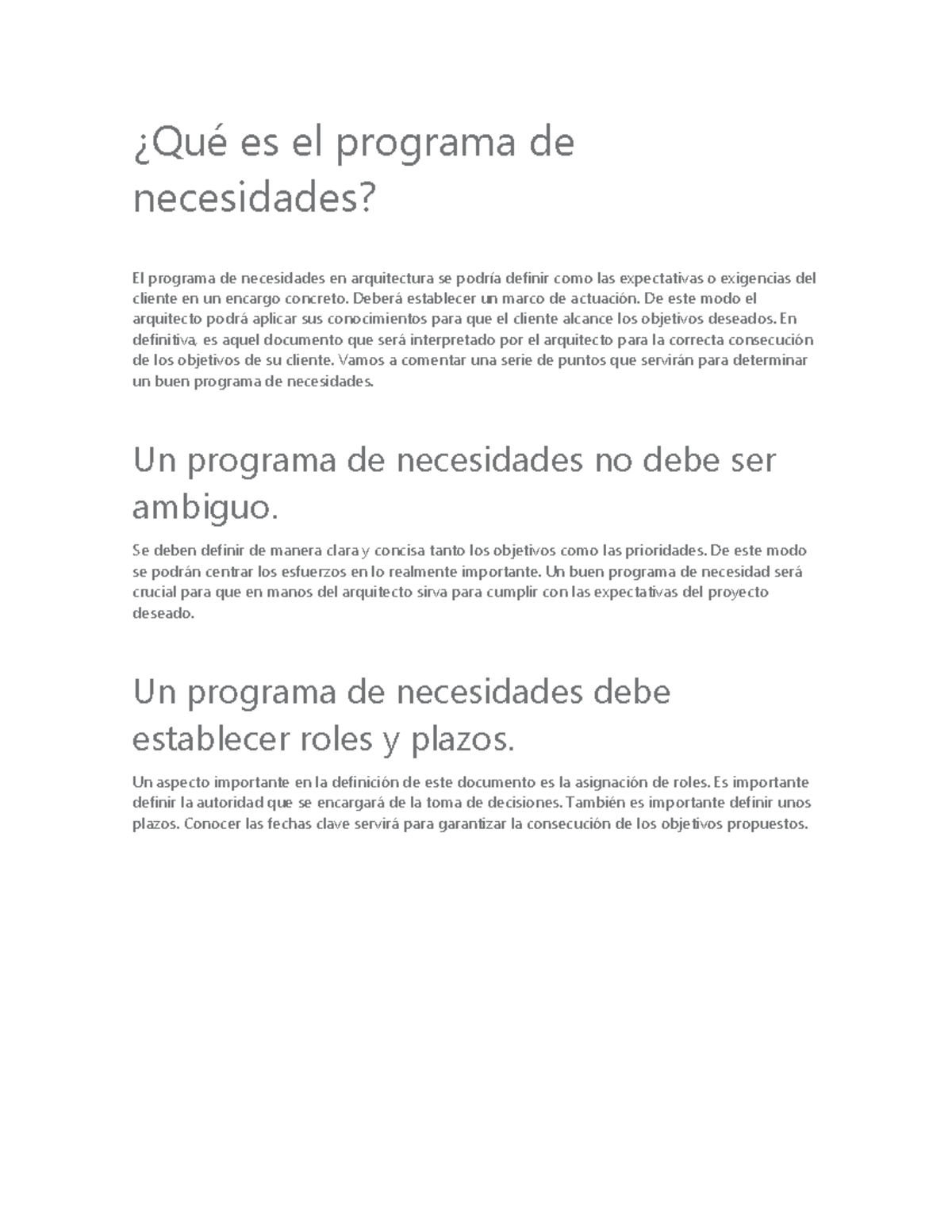 Qué es el programa de necesidades - øQuÈ es el programa de necesidades? El programa de ...