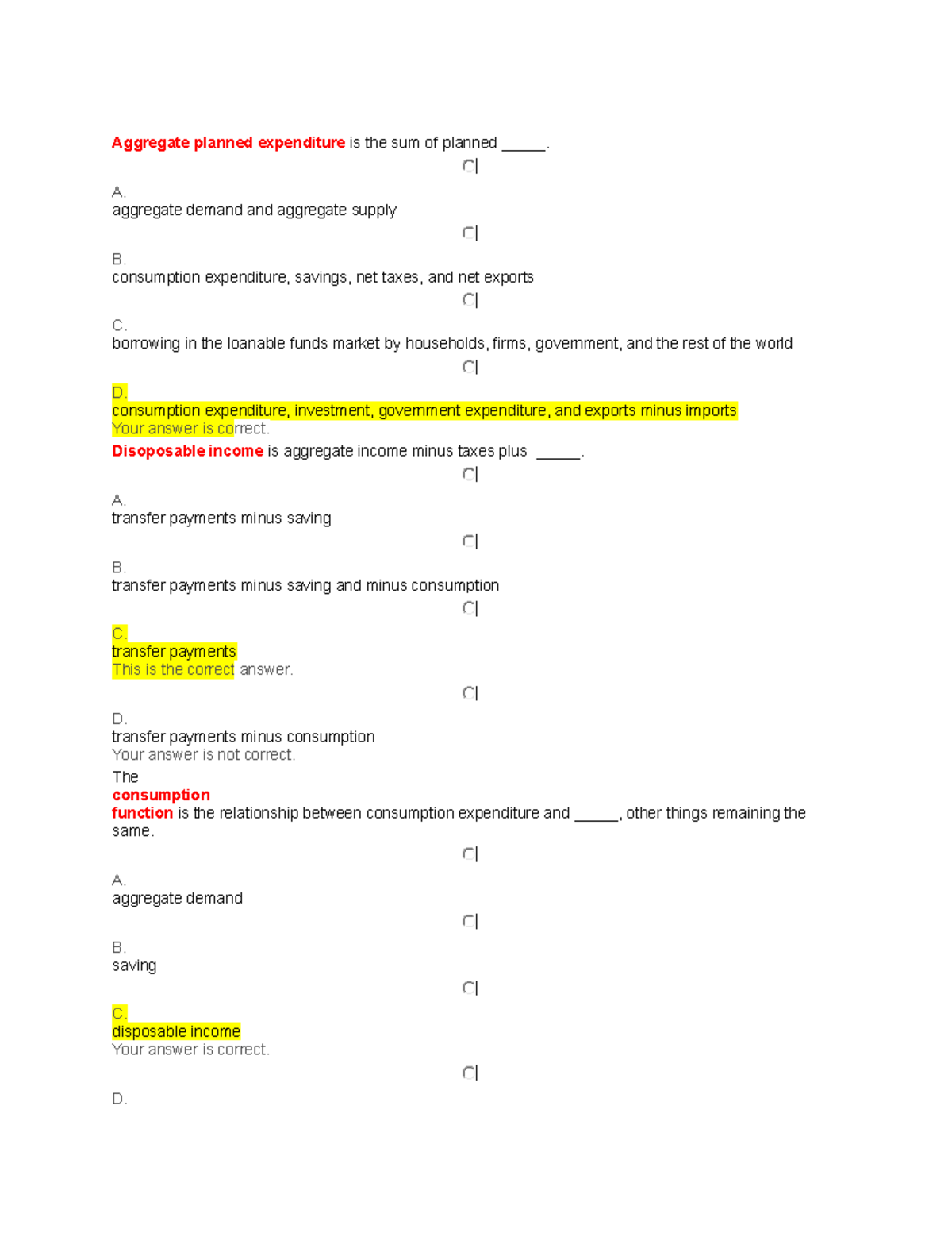 Chapter 12 practice questions - Aggregate planned expenditure is the ...
