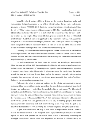 [ SEA 30 ] “Anak” Reflection Paper Dizon - SEA 30 Anak - Reflection ...