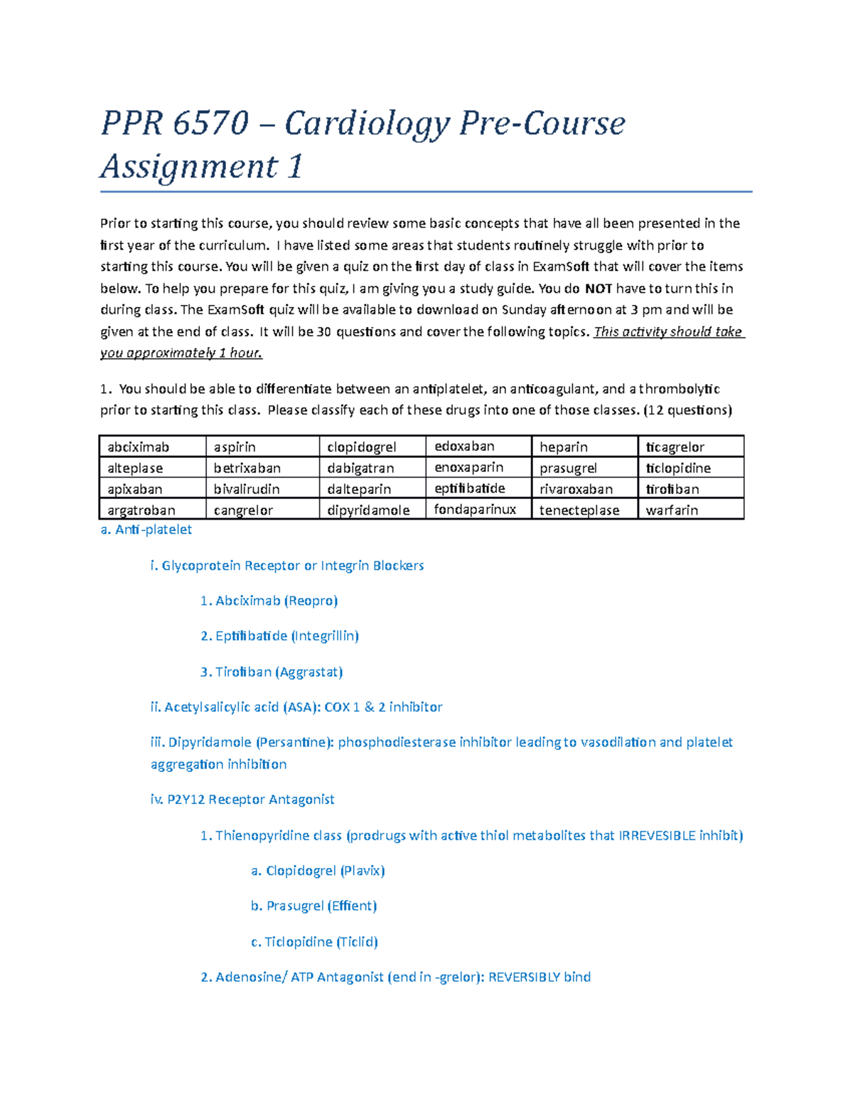 Pre-Course Assignment 2020 - PPR 6570 – Cardiology Pre-Course ...