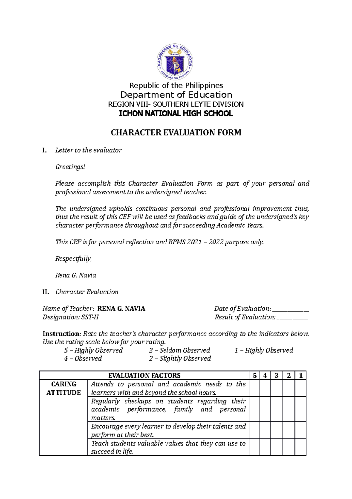 Character-evaluation-form - Republic of the Philippines Department of ...