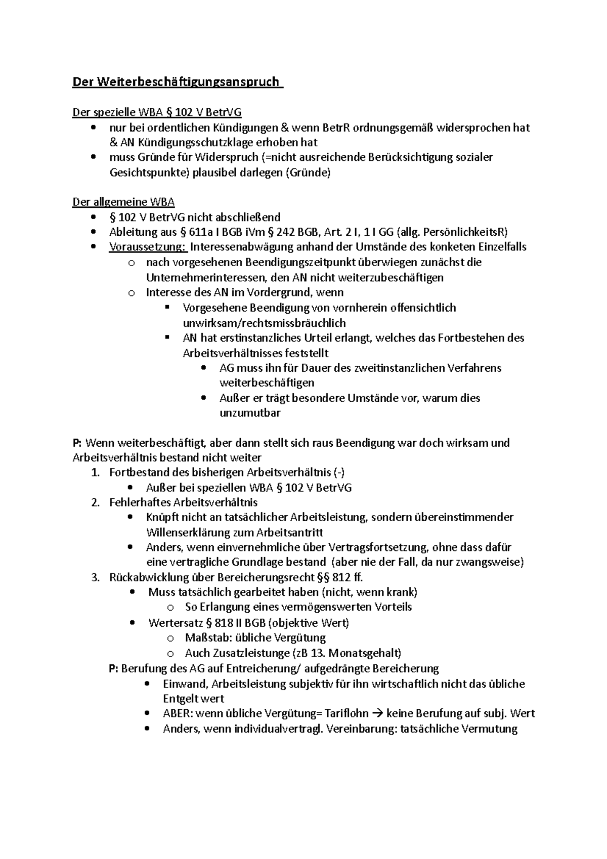 Der Weiterbeschäftigungsanspruch - Der Weiterbeschäftigungsanspruch Der ...