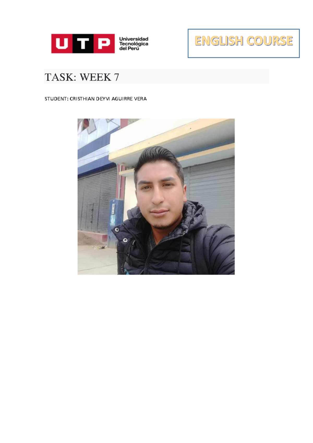 Task week 7 - REA - Ingles - TASK: WEEK 7 STUDENT: CRISTHIAN DEYVI AGUIRRE VERA - Studocu