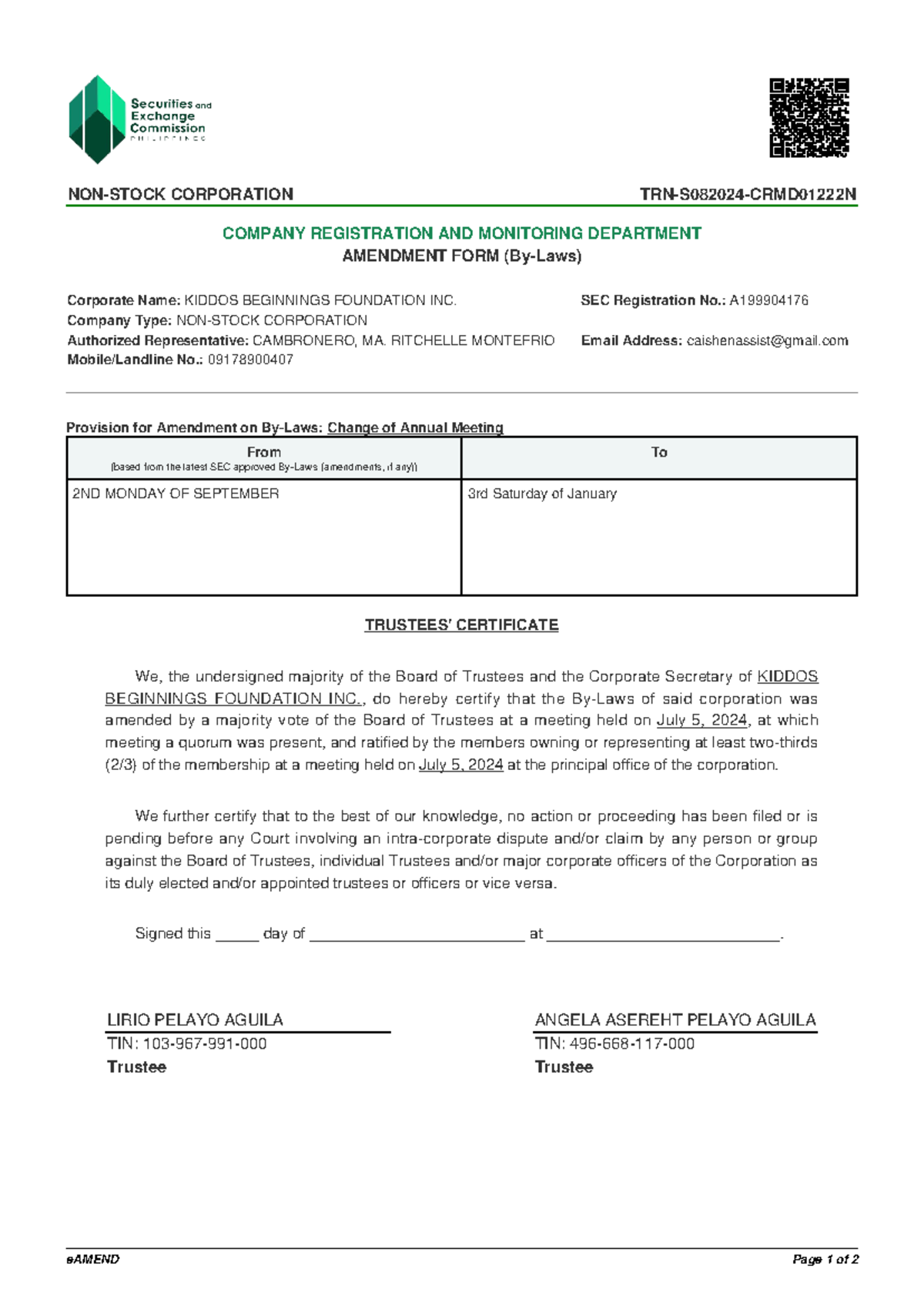 Amendment-form-1723449725 - eAMEND Page 1 of 2 NON-STOCK CORPORATION ...