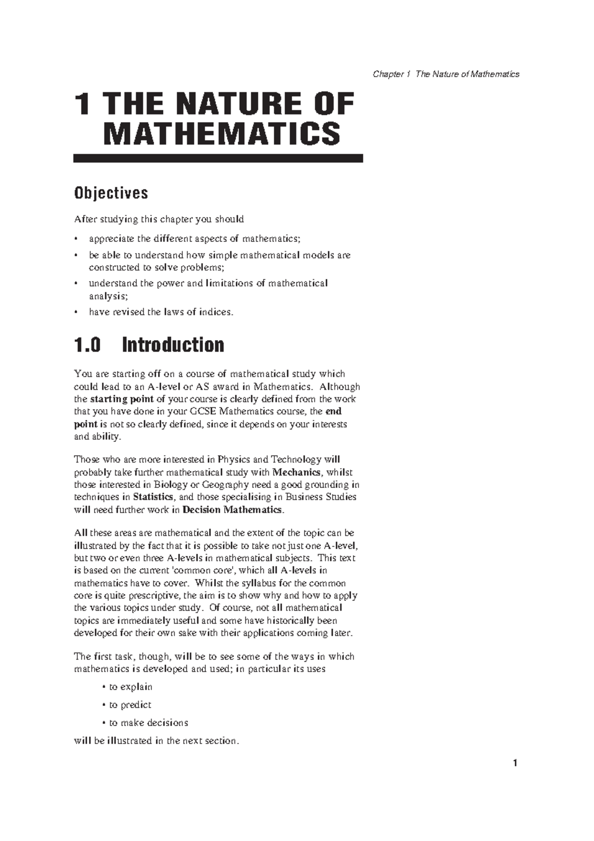 Pure ch1 - To help others - 1 THE NATURE OF MATHEMATICS Objectives ...