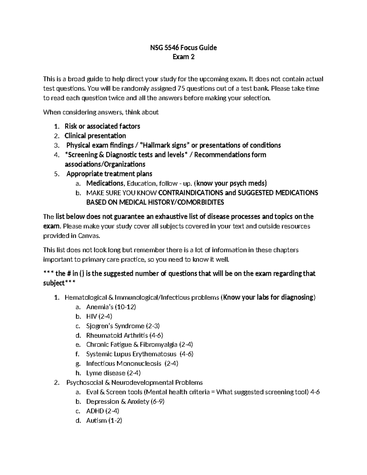 Adult II NSG 5546 Study Guide Exam 2-June2023-1 - NSG 5546 Focus Guide ...