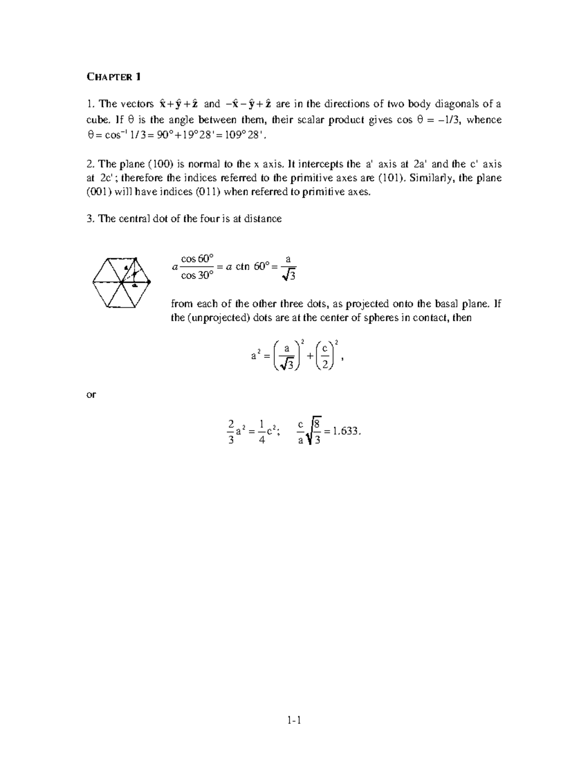 고체물리학 키텔 솔루션 - Introduction to Solid State Physics Solution - CHAPTER 1 ...