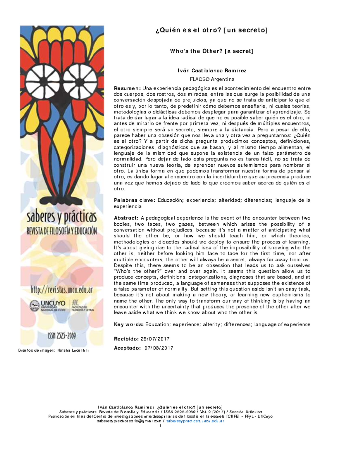 Quien es el otro un secreto - Saberes y práct icas. Rev ist a de ...