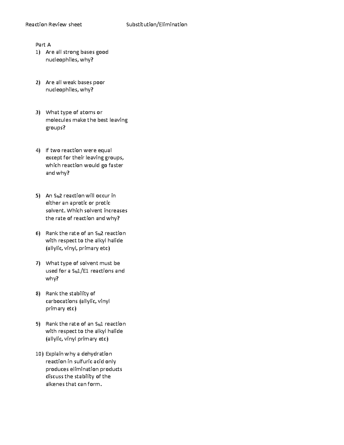 Reaction Review sheets - Which solvent increases the rate of reaction ...