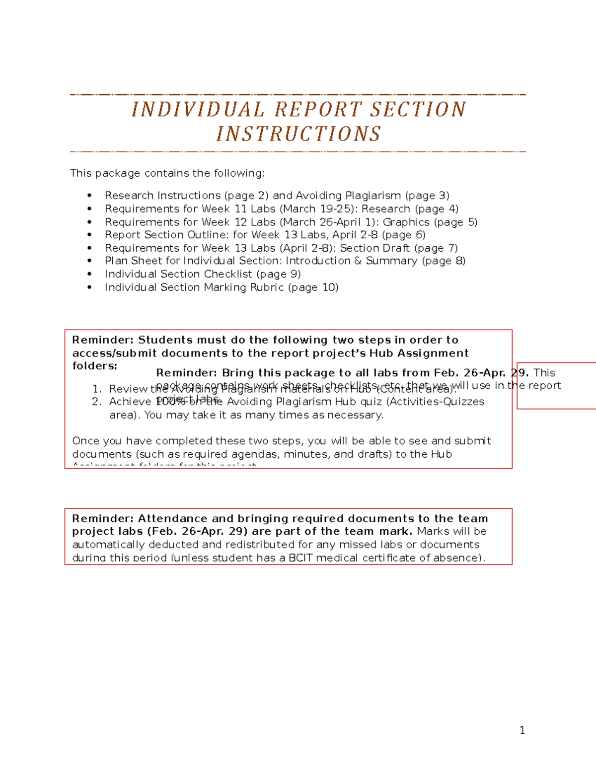 Individual Report Section Instructions - INDIVIDUAL REPORT SECTION ...