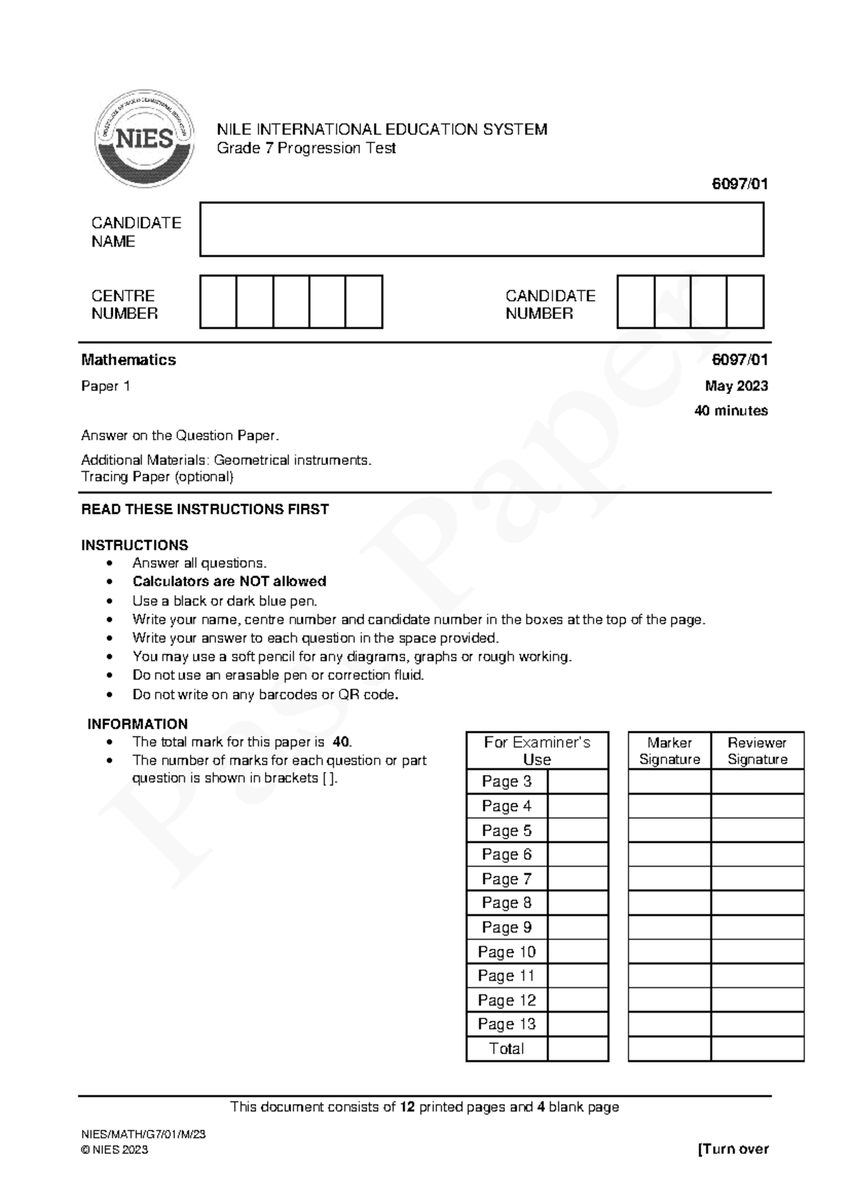 Maths-Grade 7-Paper 1 - This document consists of 12 printed pages and ...