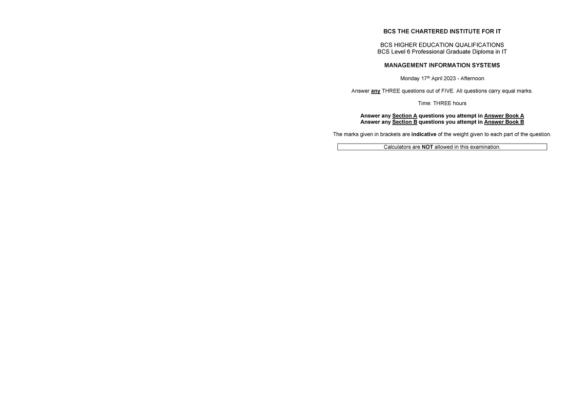 Heq apr23 pgd mis - ggh - BCS THE CHARTERED INSTITUTE FOR IT BCS HIGHER EDUCATION QUALIFICATIONS ...