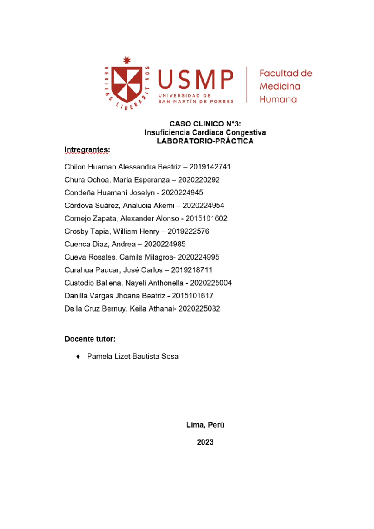 Informe N°3 LABO caso 2 - n k ljn - Frecuencia cardiaca: 85 lpm ...