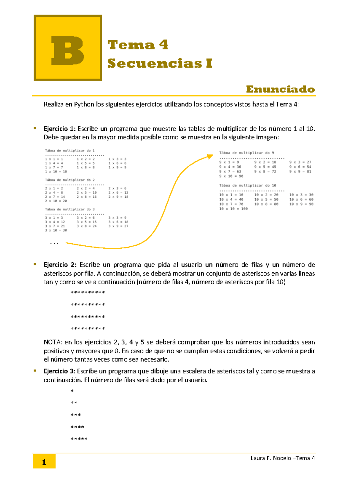 Tema4 - Ejercicios python - Laura F. Nocelo – Tema 4 1 Tema 4 ...