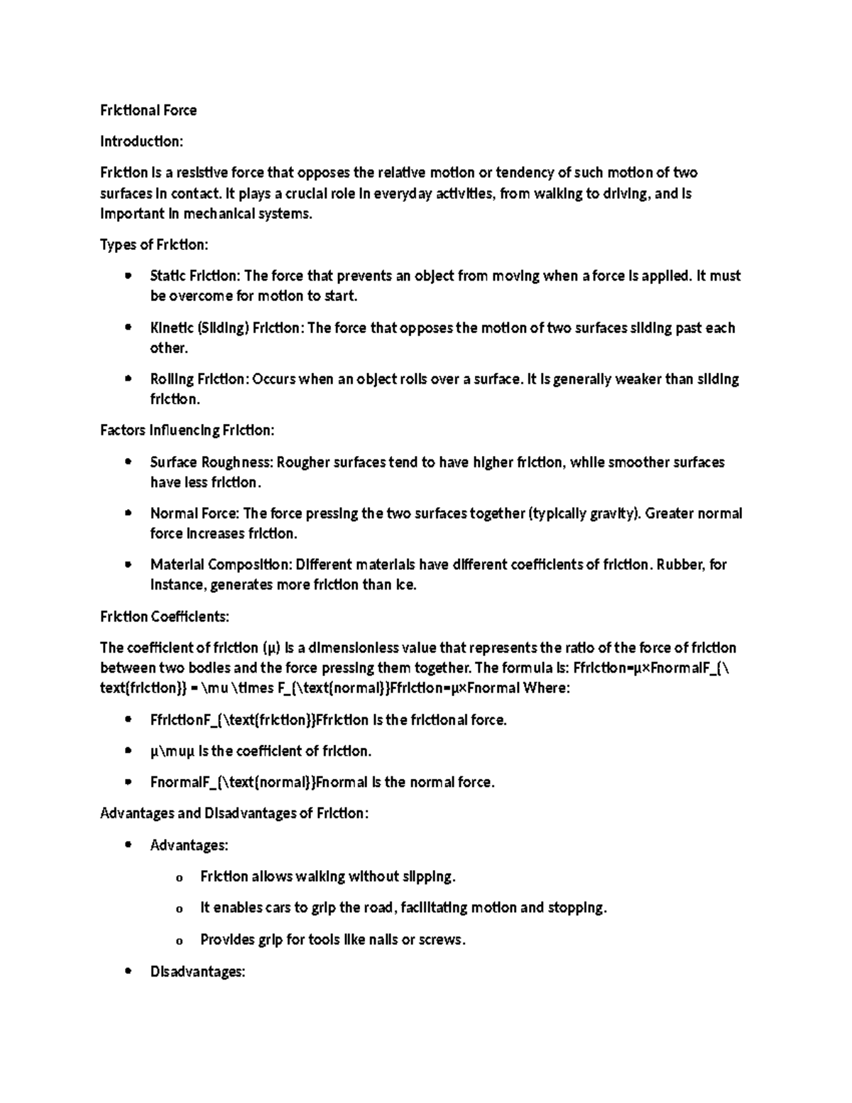 Lecture NOTE 4- Frictional Force - Frictional Force Introduction ...
