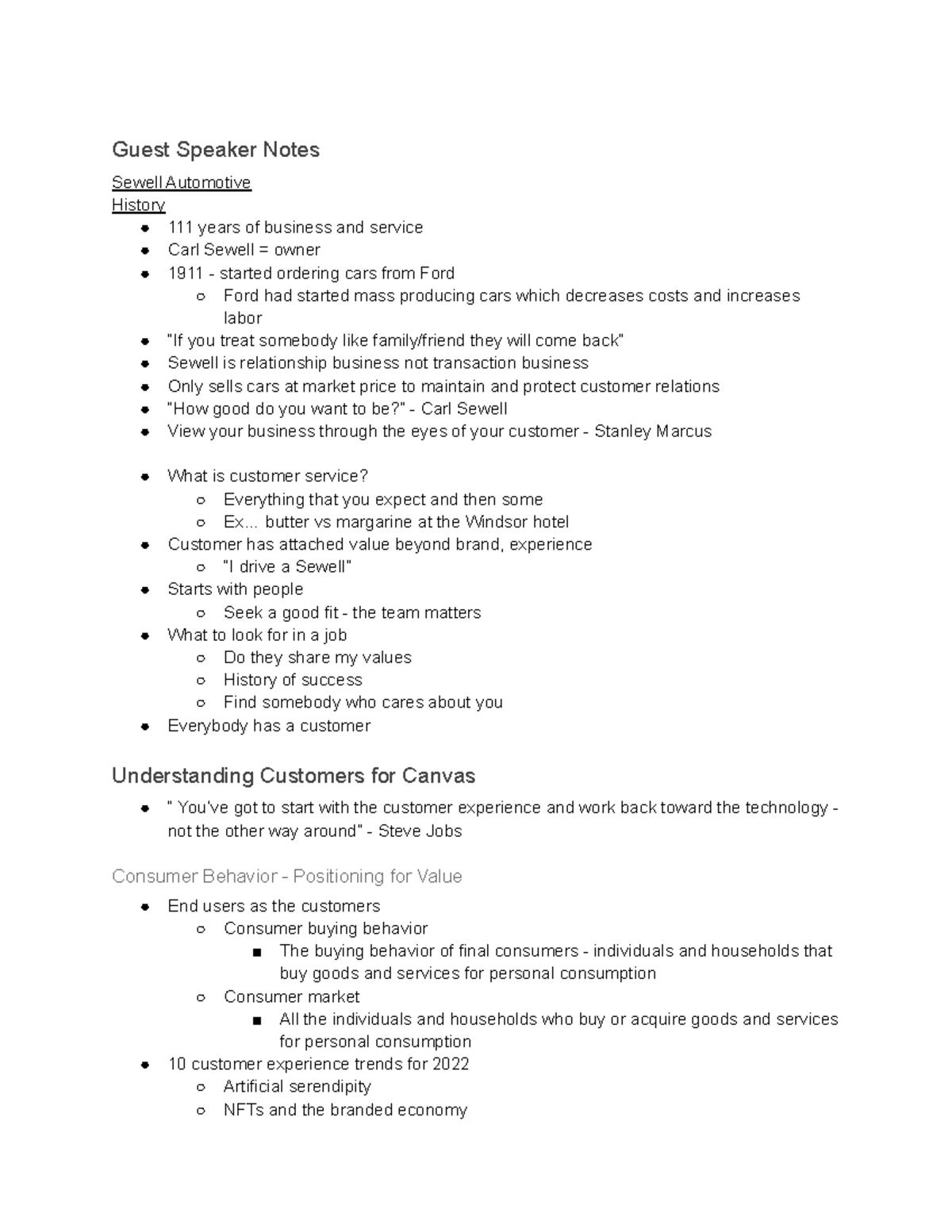 Chapter 3 - Marketing 321 Notes for Quiz Prep - Guest Speaker Notes ...